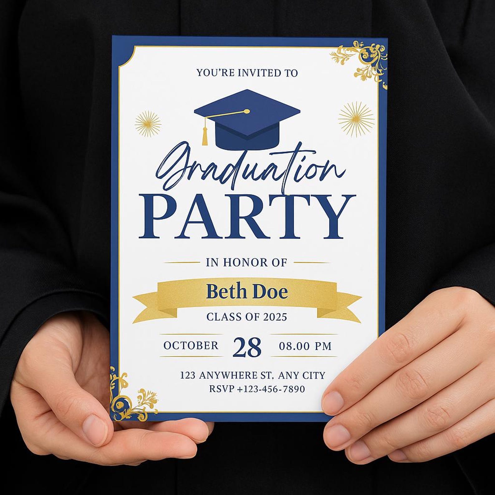 Elegant Graduation Party Invitation Template | Editable Graduation ...