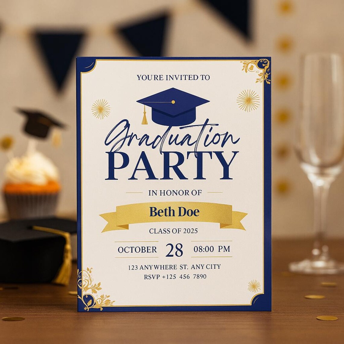 Elegant Graduation Party Invitation Template | Editable Graduation ...