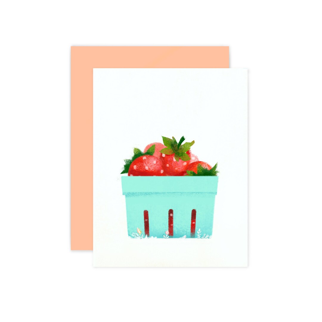 Strawberry Card - Etsy