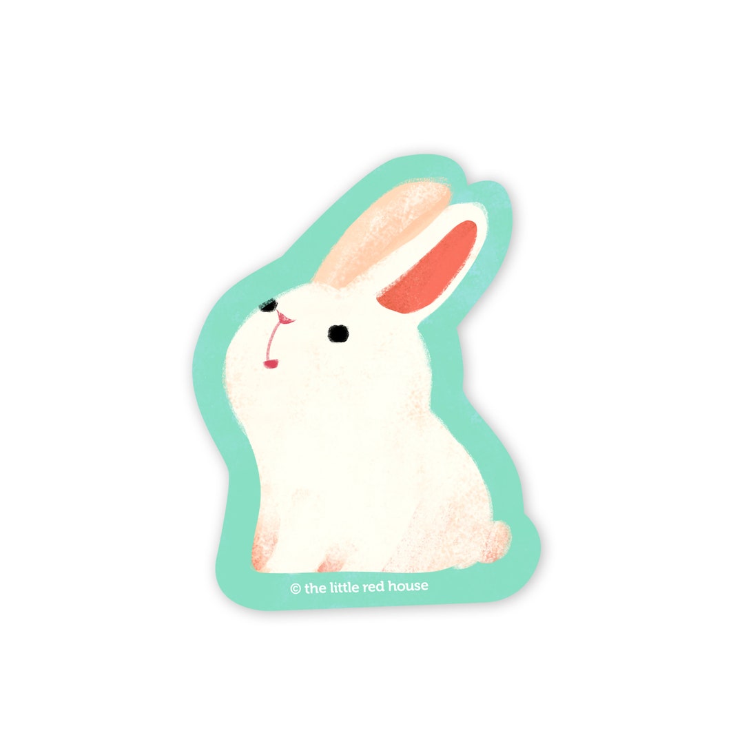 White Bunny Vinyl Sticker - Etsy