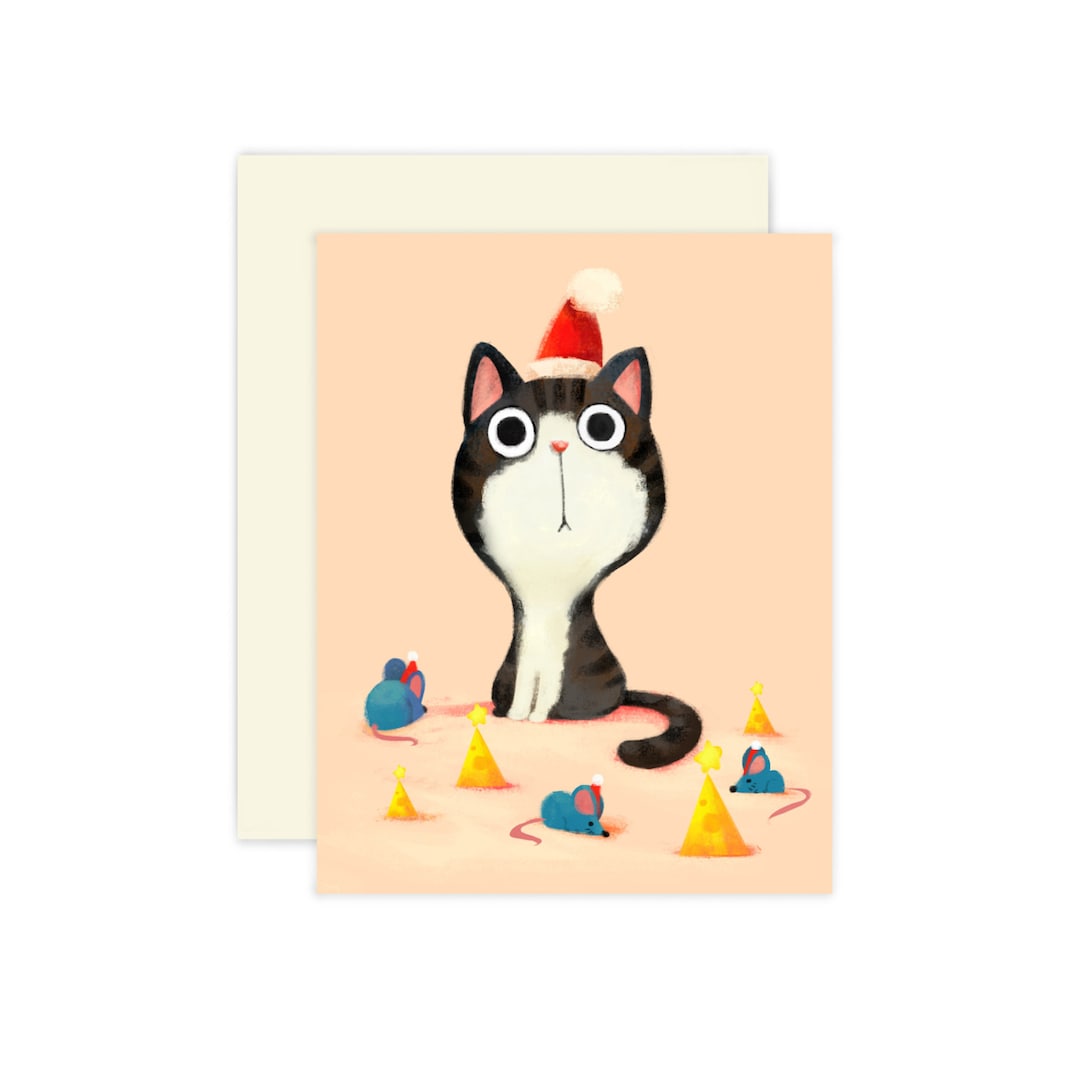 Box Shocking Cat Christmas Card - Etsy
