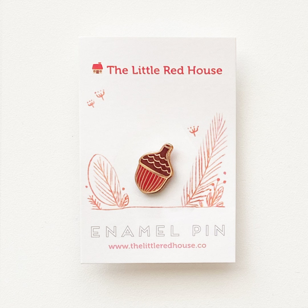 Small Acorn Rose Gold Enemal Pin - Etsy