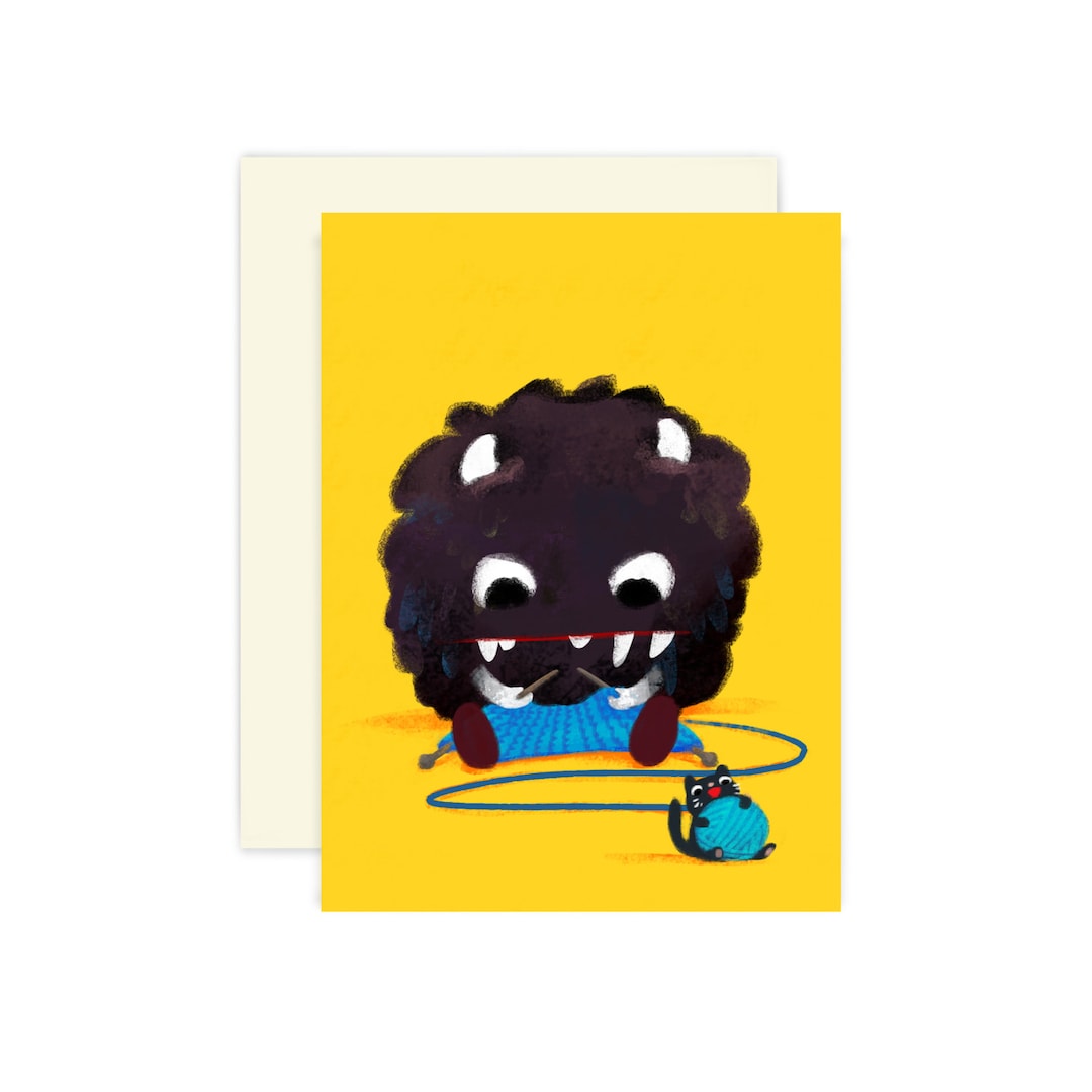 Monster Meow Knitting Card - Etsy