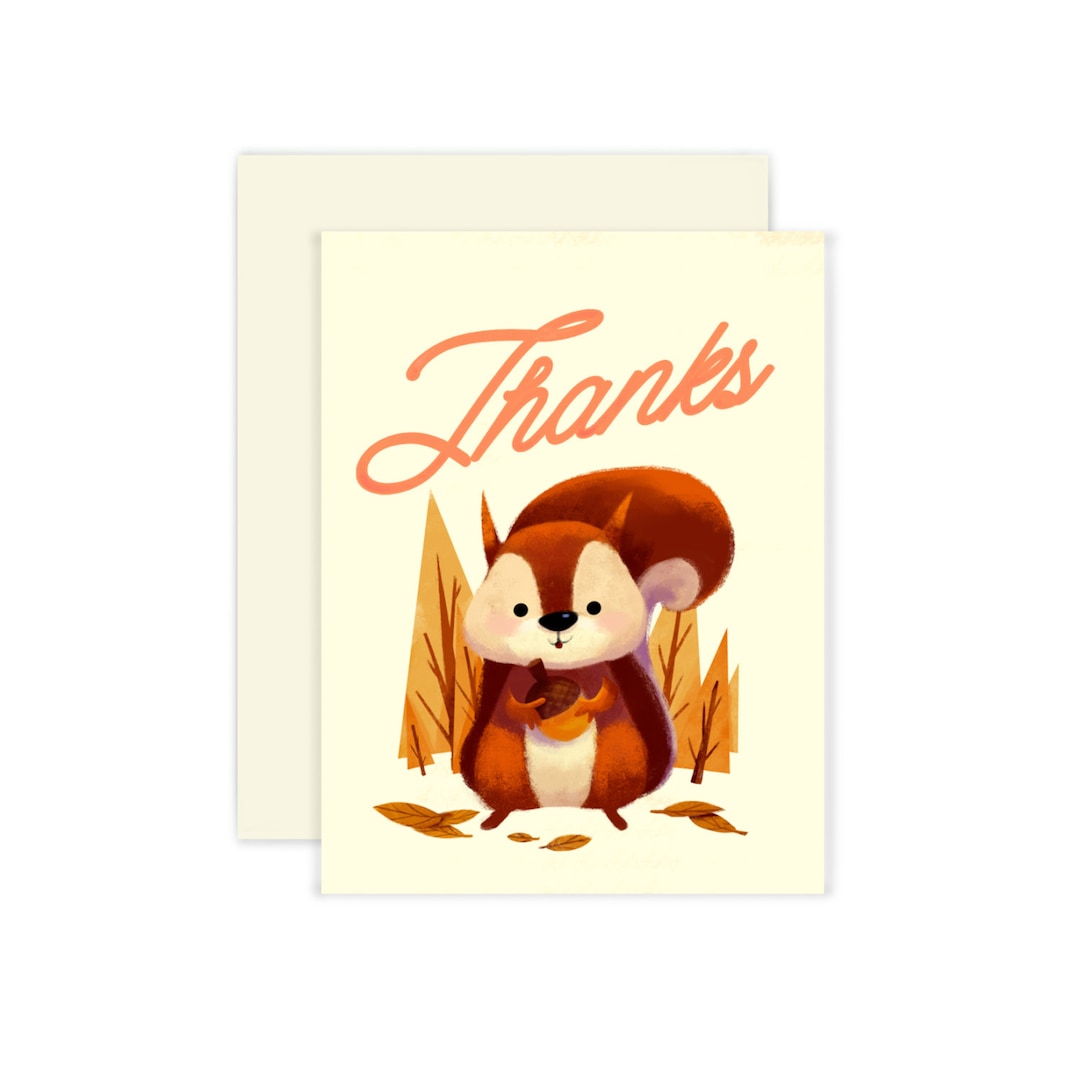 Squirrel Thank You Card - Etsy
