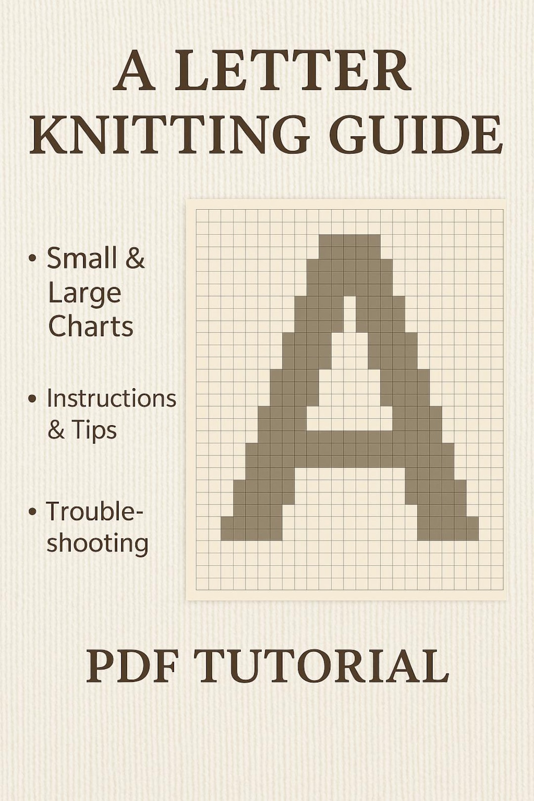 Letter A Knitting Chart | DIY Monogram Sweater Template (PDF Pattern ...
