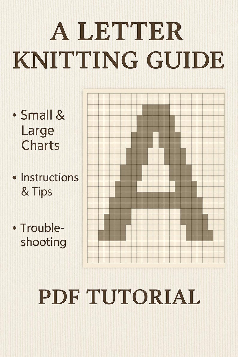 Letter A Knitting Chart | DIY Monogram Sweater Template (PDF Pattern ...