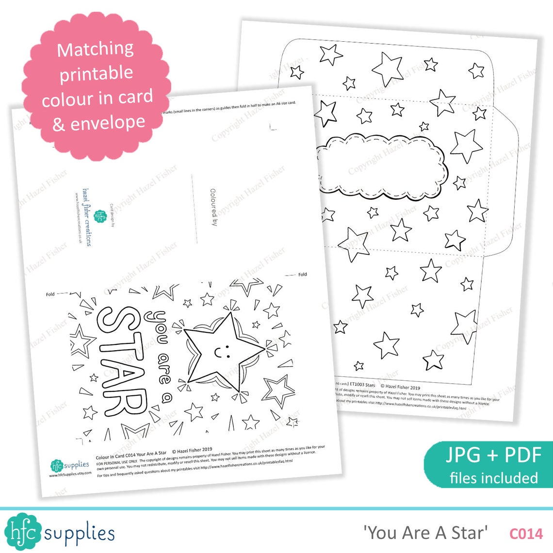 You Are A Star Printable Colour in Card and Envelope teacher | Etsy