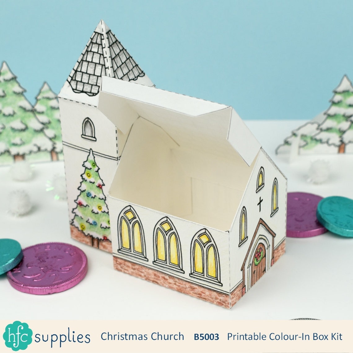Printable Christmas Church Box Colour in and Make up - Etsy