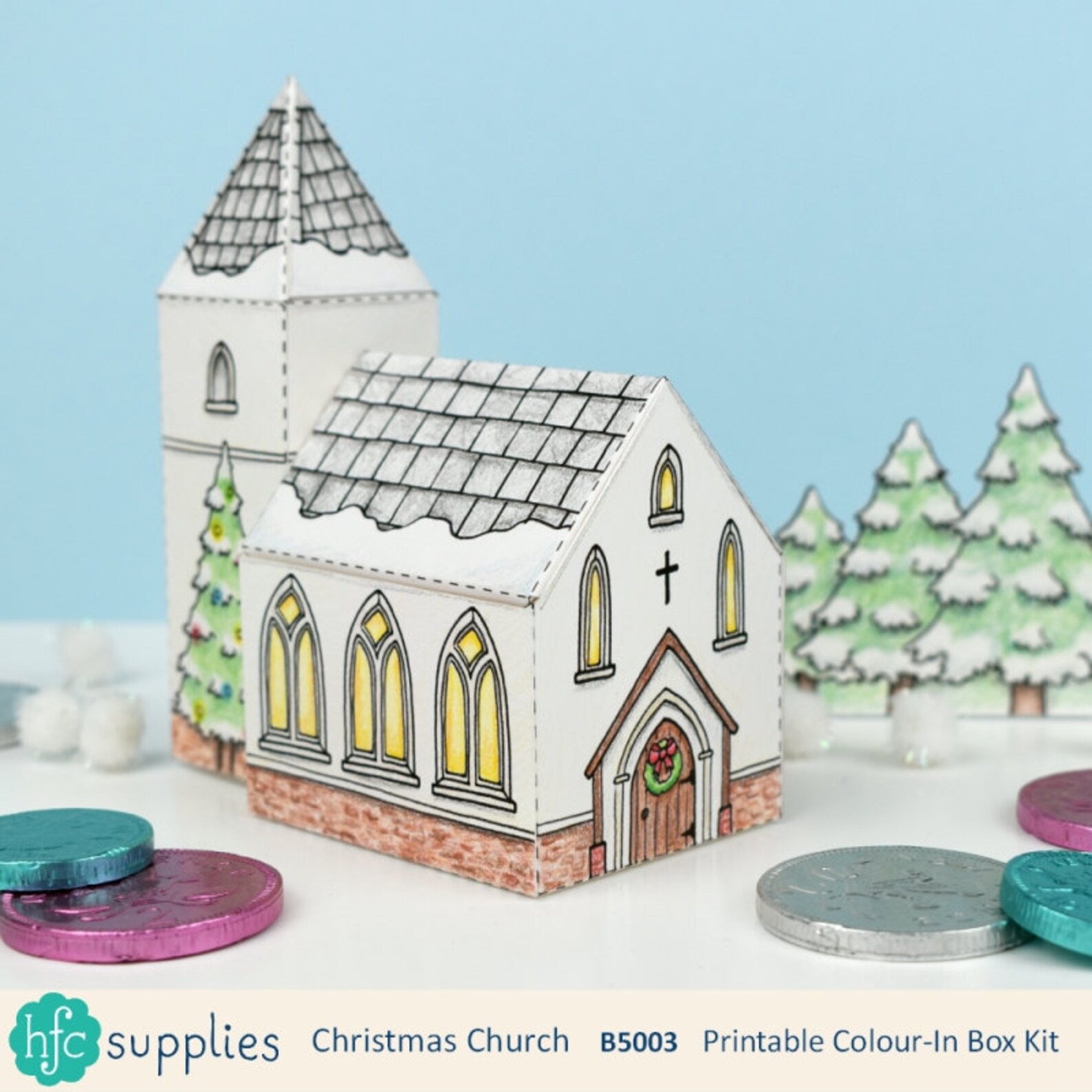 Printable Christmas Church Box Colour in and Make up - Etsy