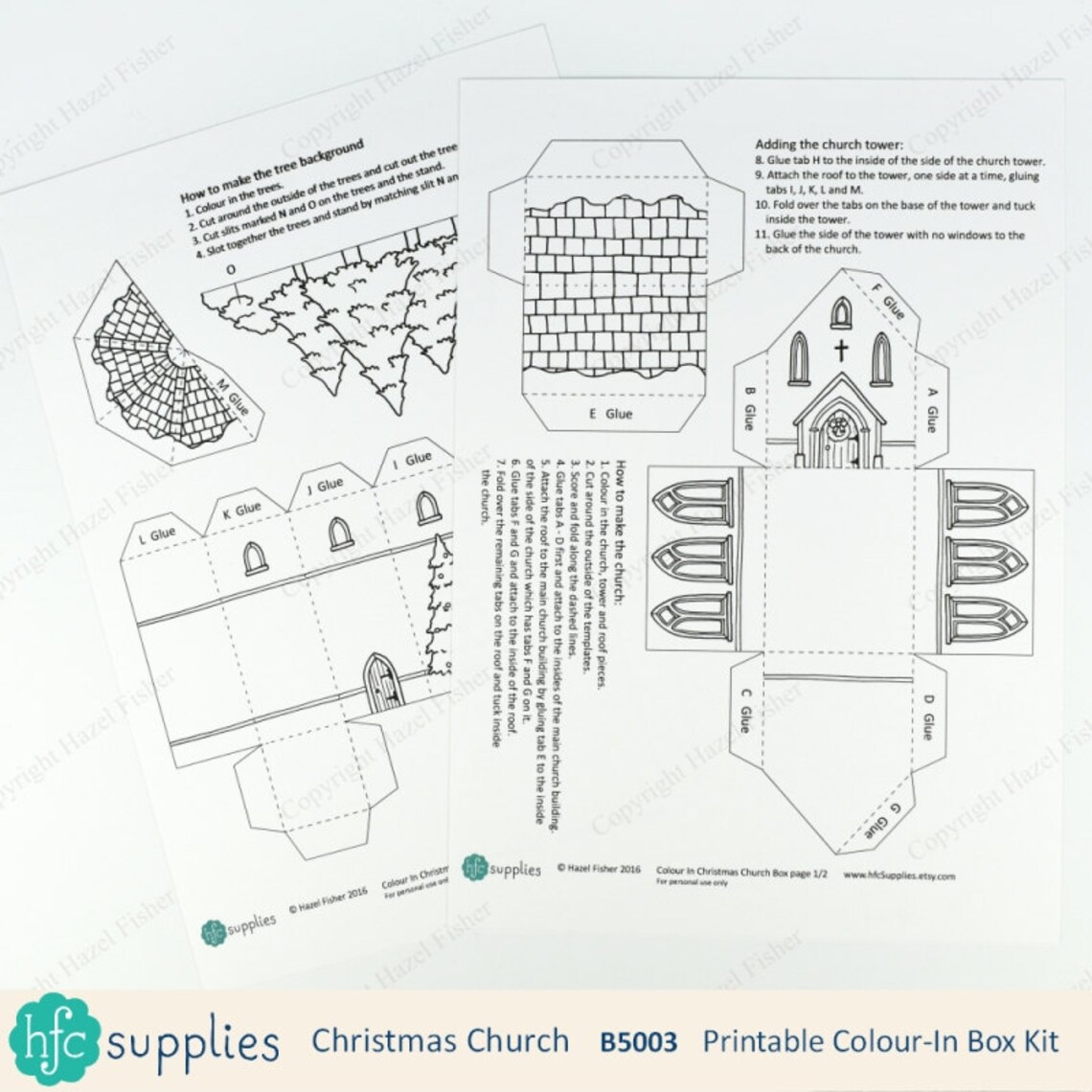 Printable Christmas Church Box Colour in and Make up - Etsy