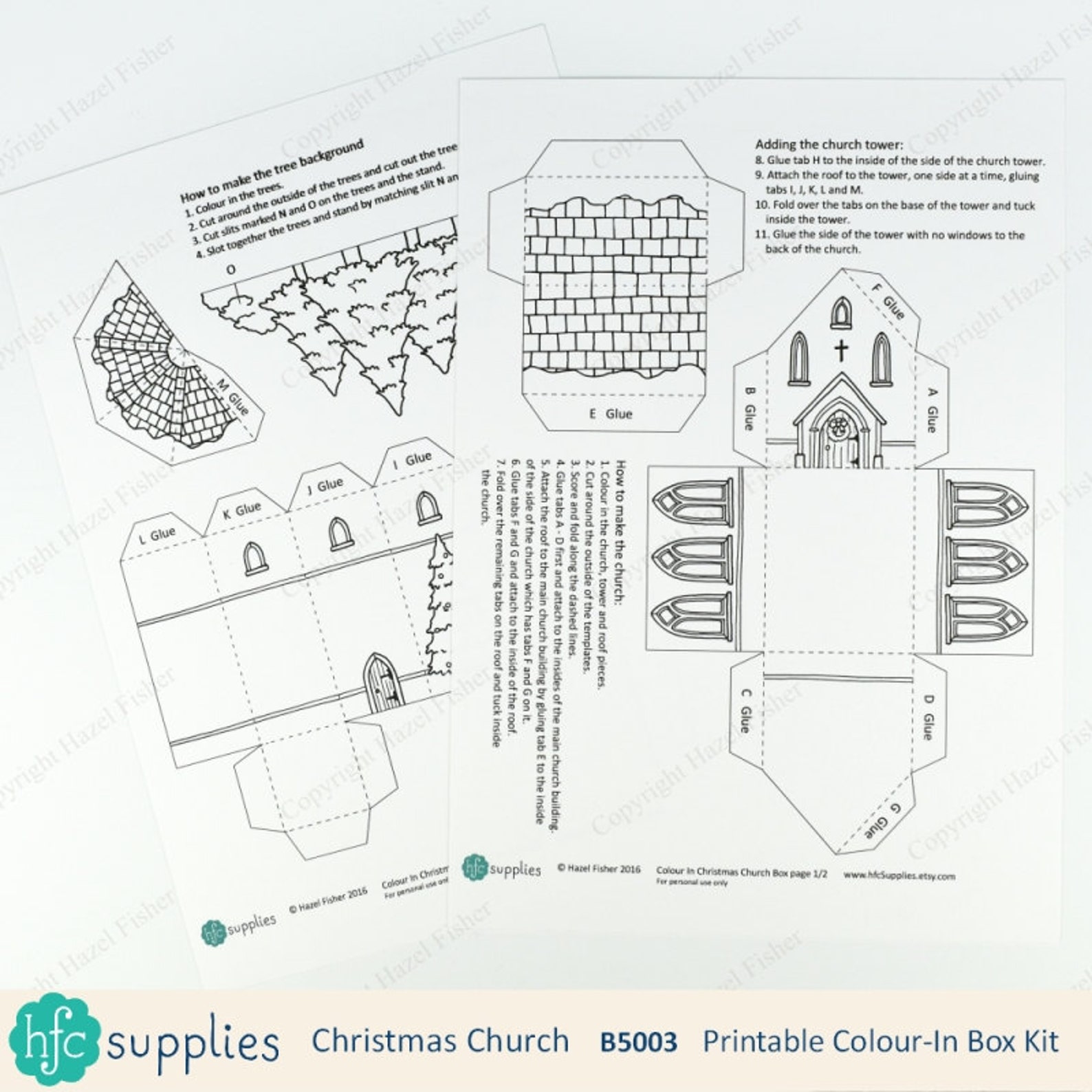 Printable Christmas Church Box Colour in and Make up - Etsy
