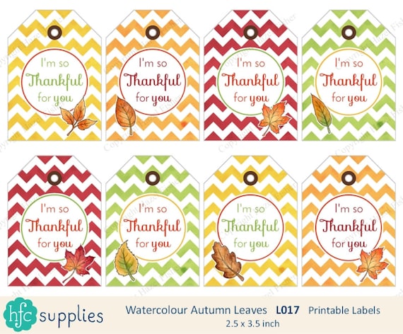 Thankful for You Printable Labels Thanksgiving Watercolour | Etsy