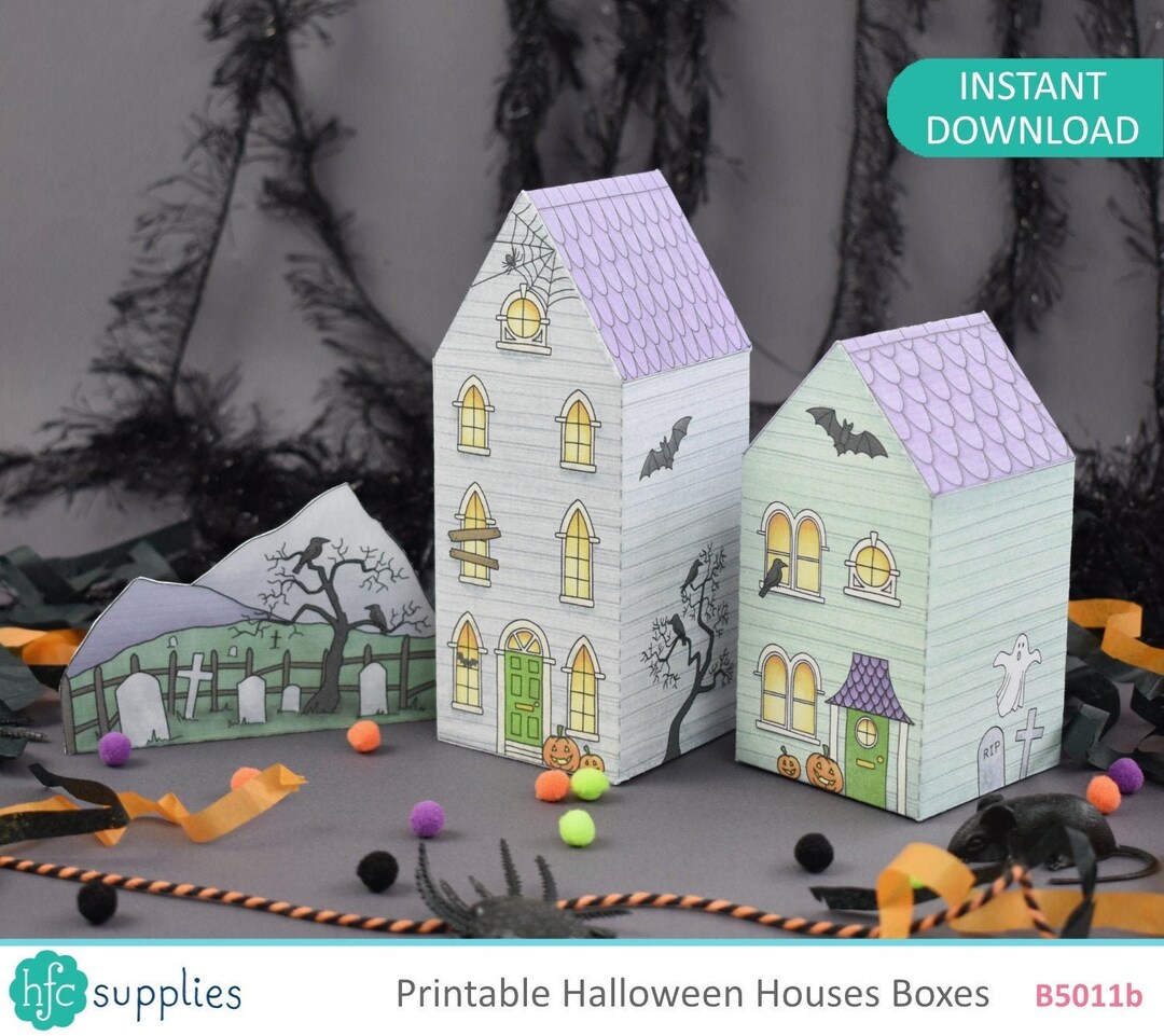 Printable Halloween Haunted House Boxes – Coloured Version – Digital ...