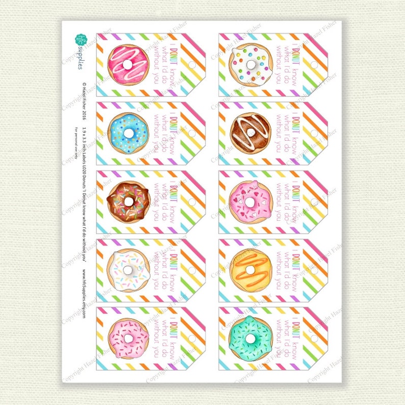 Donut Printable Labels / Gift Tags 'I Donut know what | Etsy