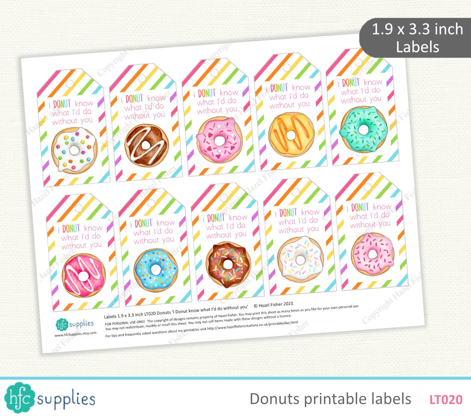 Donut Printable Labels / Gift Tags - 'I Donut Know What I'd Do Without ...