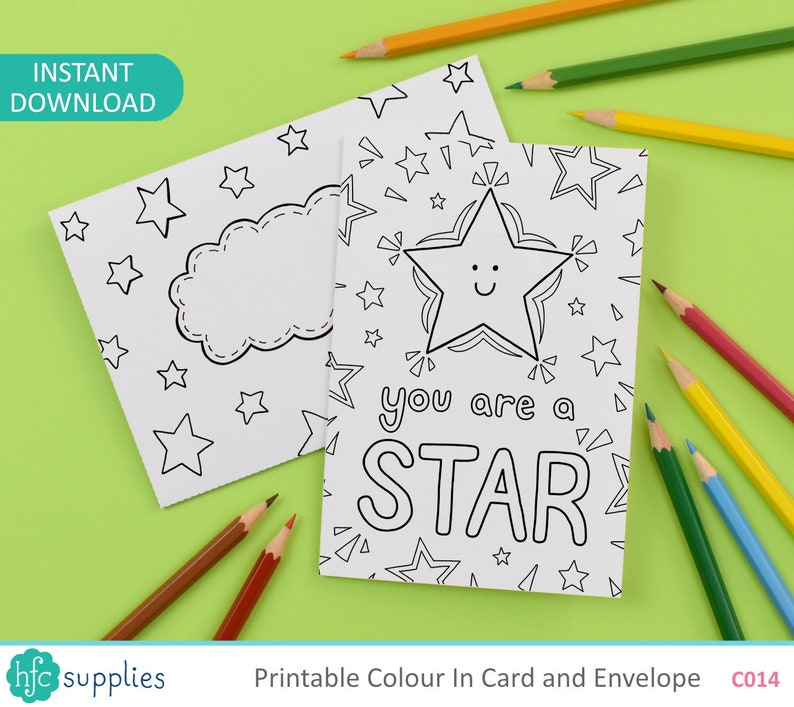 You Are A Star Printable Colour in Card and Envelope, Teacher Thank You ...
