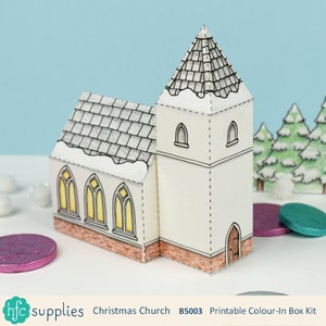 Printable Christmas Church Box - Colour in and Make up Yourself - Favor ...