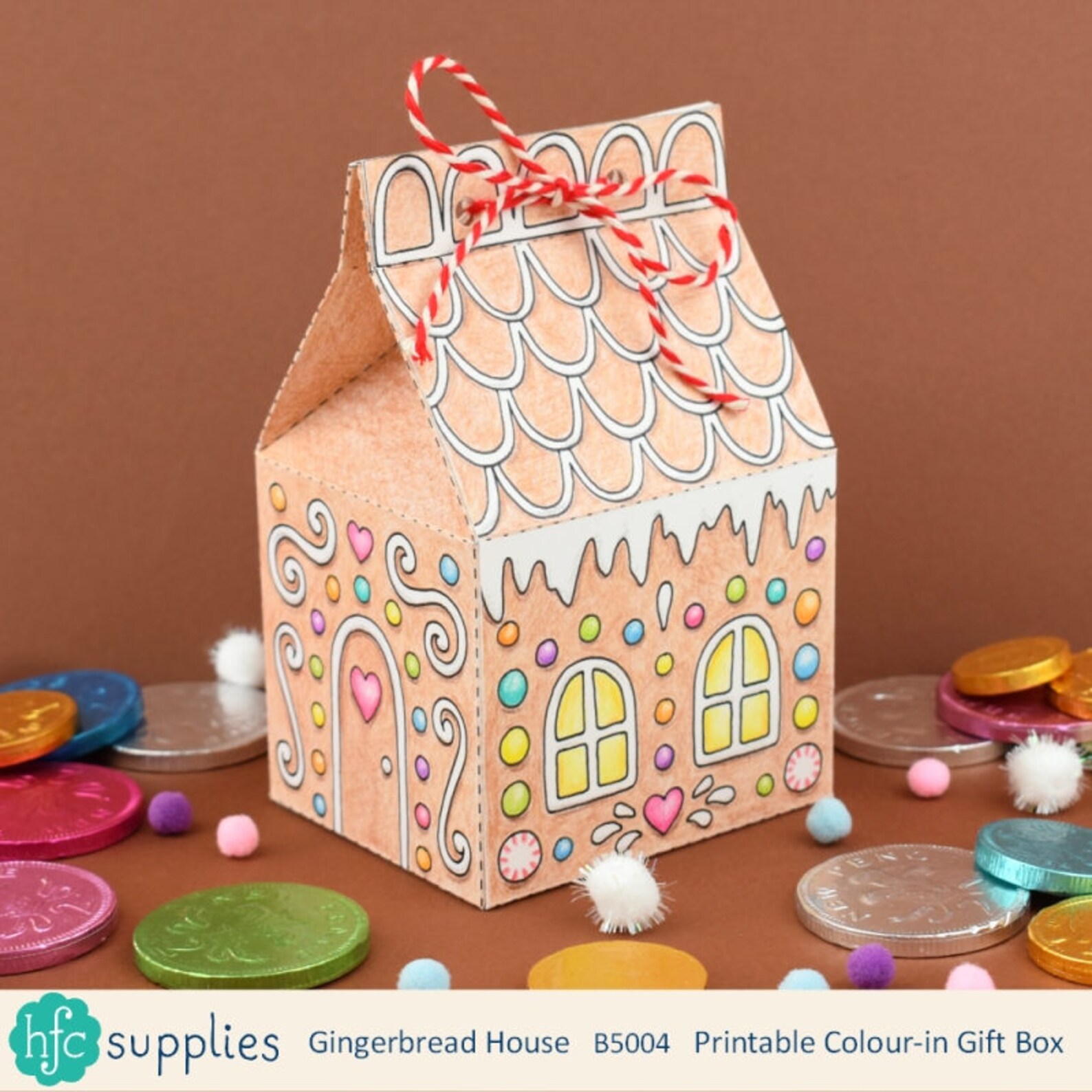 Printable Gingerbread House Box Colour in and Make up - Etsy