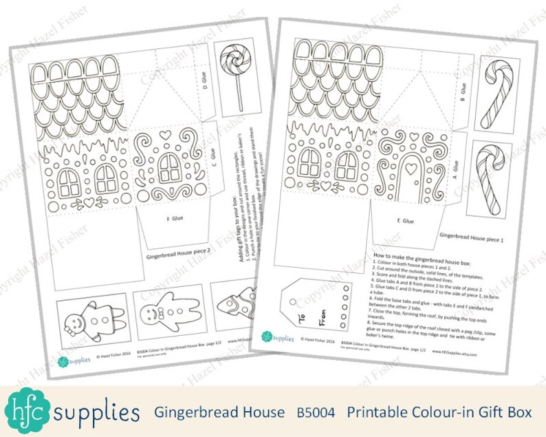 Printable Gingerbread House Box - Colour in and Make up Yourself ...