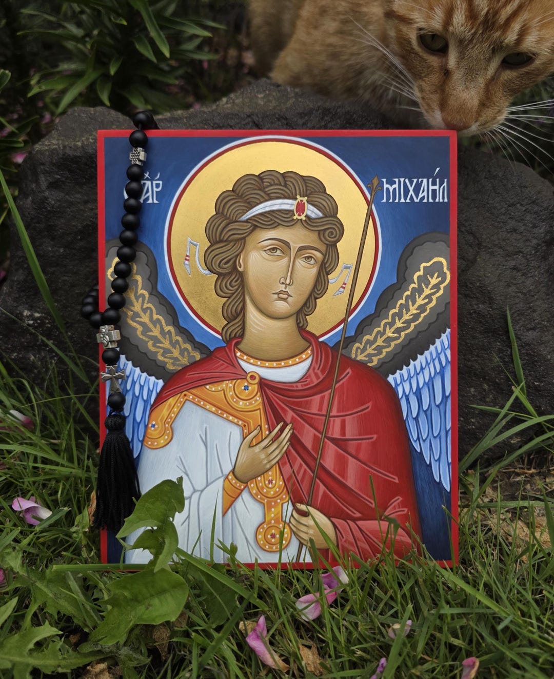 Archangel Michael Hand-painted Traditional Icon on Linden Wood, 23.75k ...
