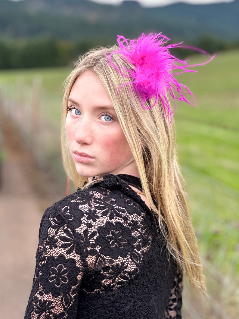 Hot Pink Feather Clip, Pink Hair Clip, Hot Pink Ostrich Feather Clip ...