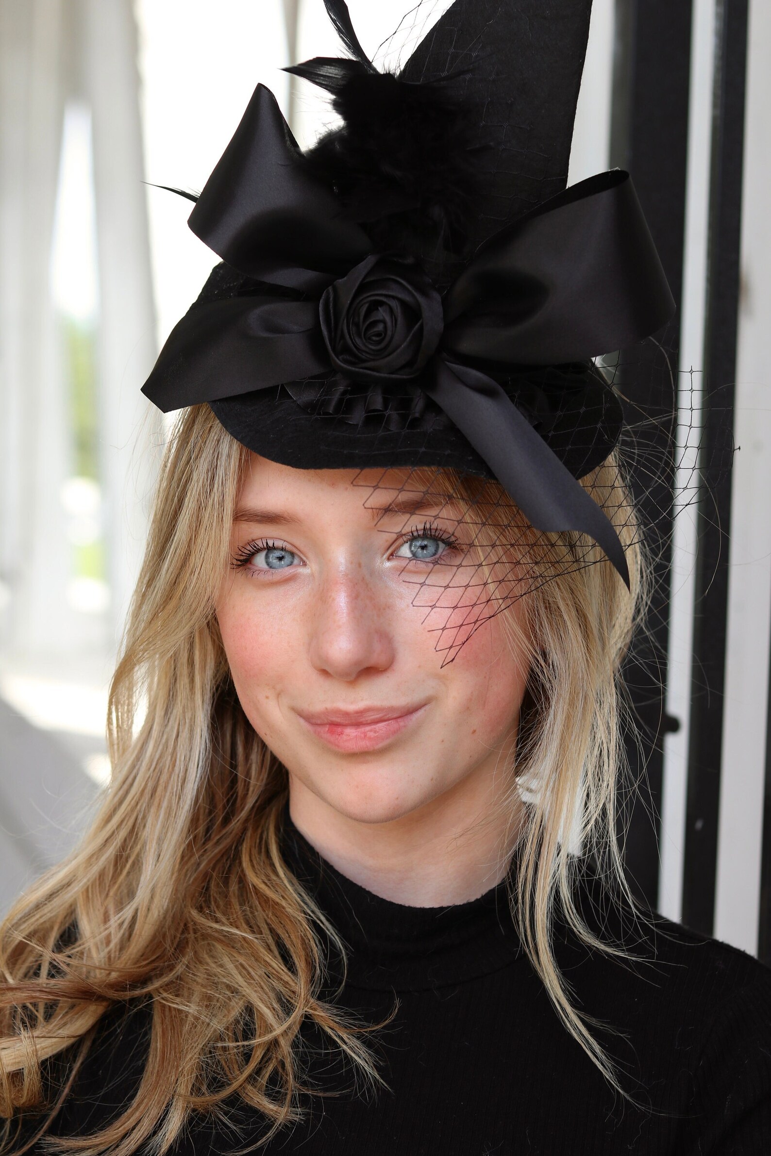Black Witch Hat, Bow Witch Hat Headband, Adult Witch Hat, Child Witch ...