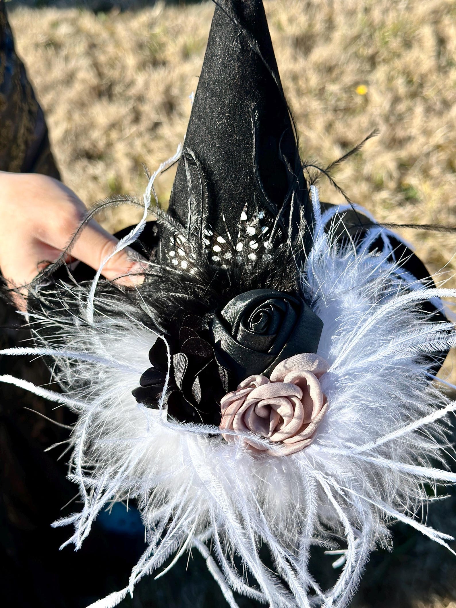 Flower Witch Hat, Ready to Ship,black White Pink Witch Headband ...