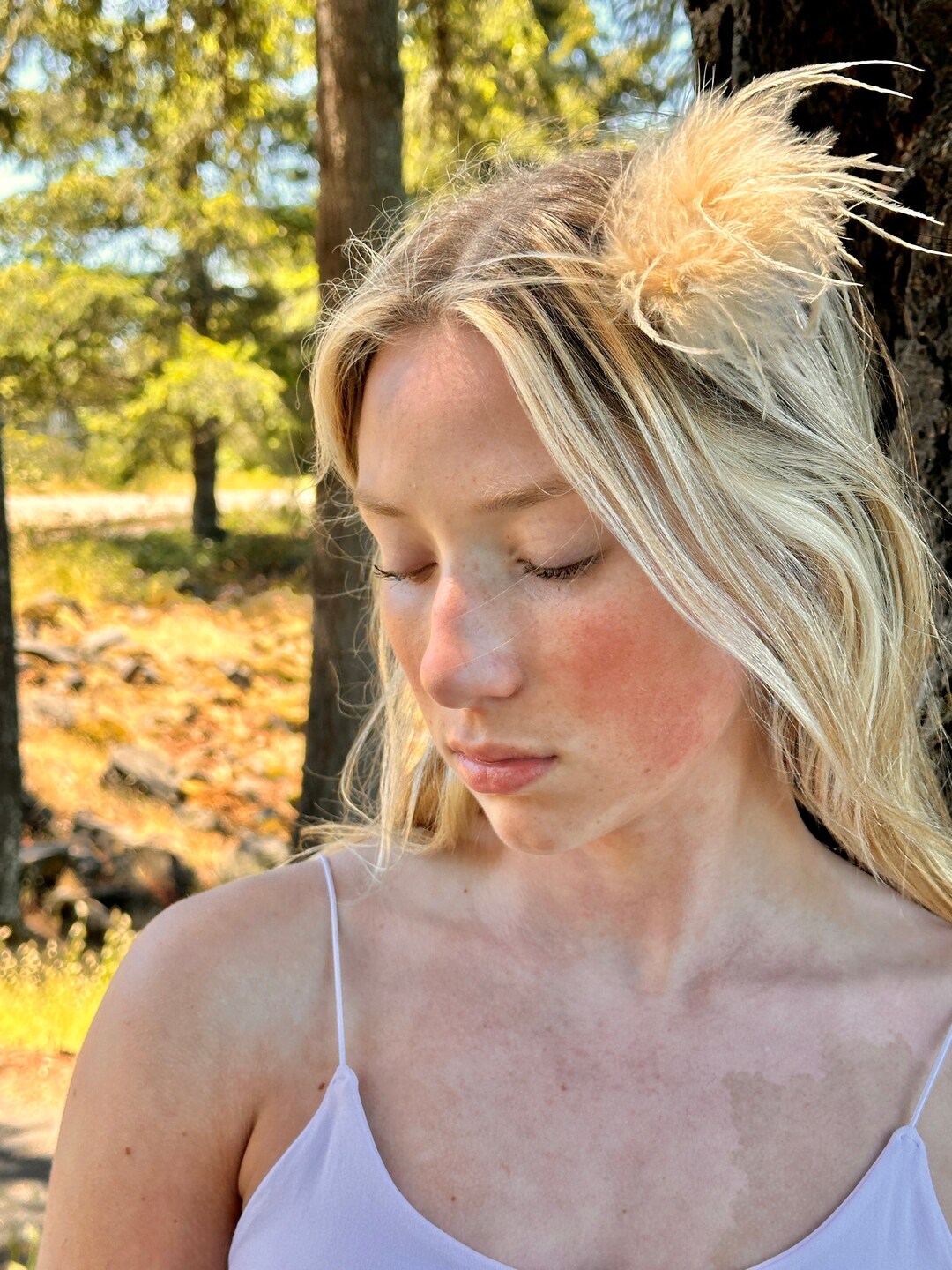 Camel Tan Feather Clip, Buff Hair Clip, Ostrich Feather Clip,feather ...