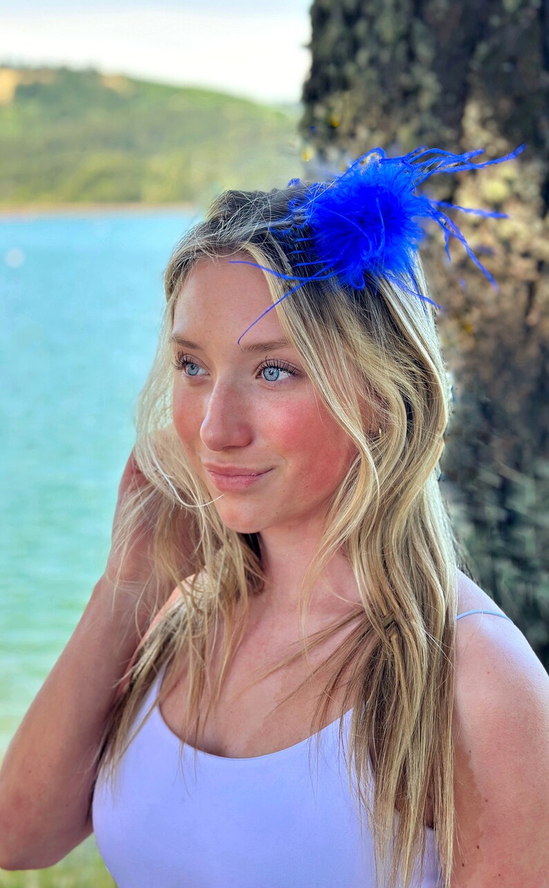 Royal Blue Feather Clip, Blue Hair Clip, Ostrich Feather Clip,feather ...