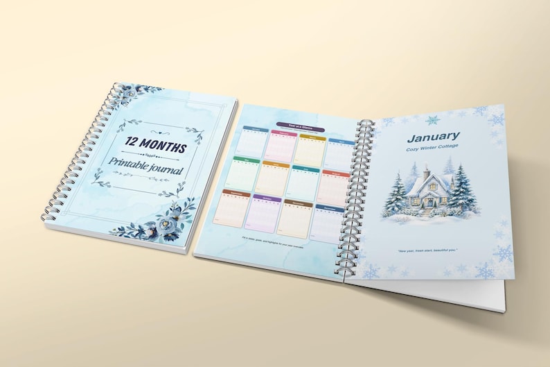12 Months Printable Journal Bundle | Undated Planner | Mood Habit Sleep ...
