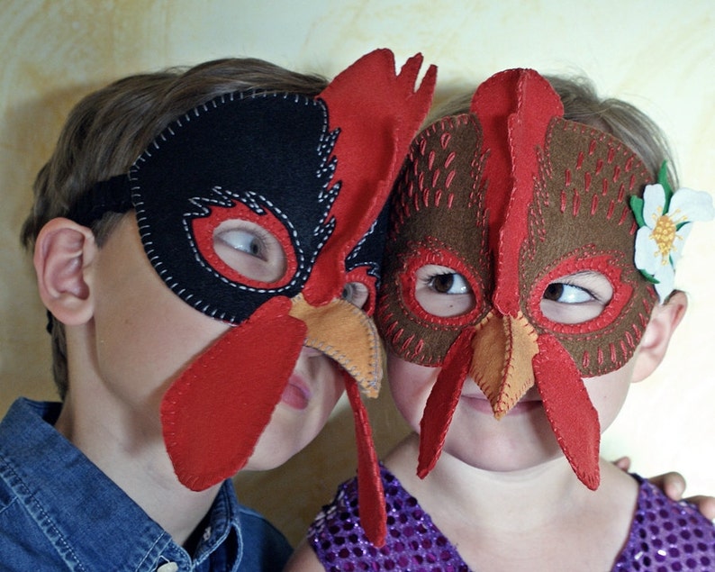 Hen and Rooster Mask PDF Pattern - Etsy Canada