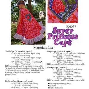 Super Princess Cape PDF Pattern - Etsy