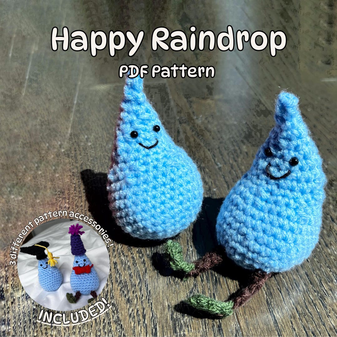 Raindrop Crochet Plush Pattern PDF | Amigurumi Raindrop Toy Tutorial ...