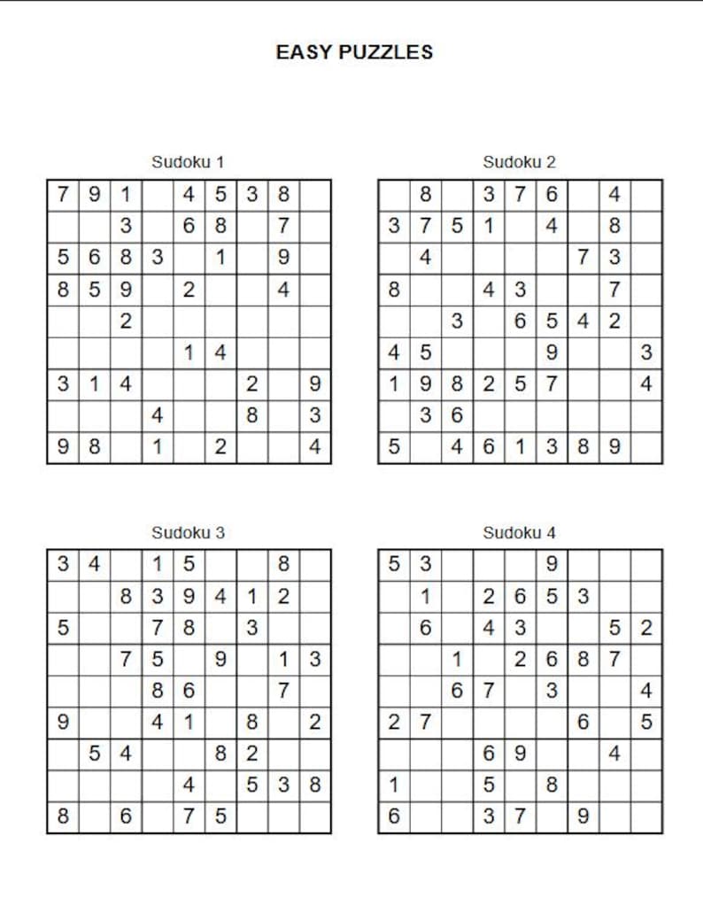 1200 Sudoku Puzzle Mega Bundle – Easy, Medium & Hard | Printable PDF ...