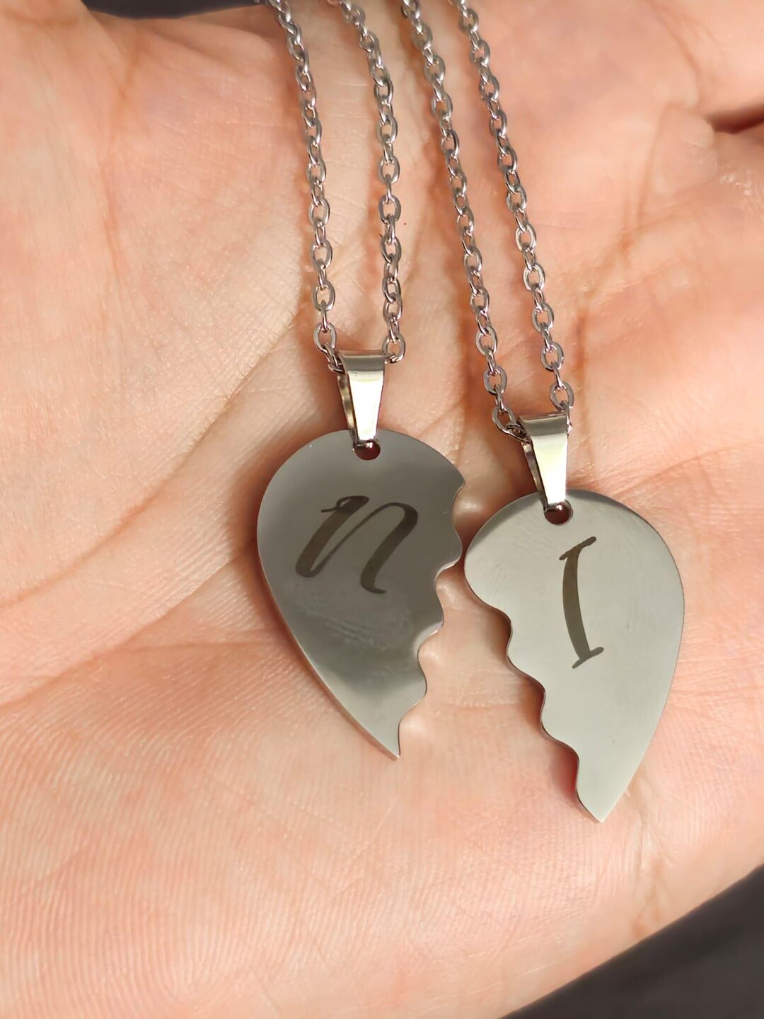 Engraved Split Heart Necklace for Her , Anniversary Gift for Her, Gift ...