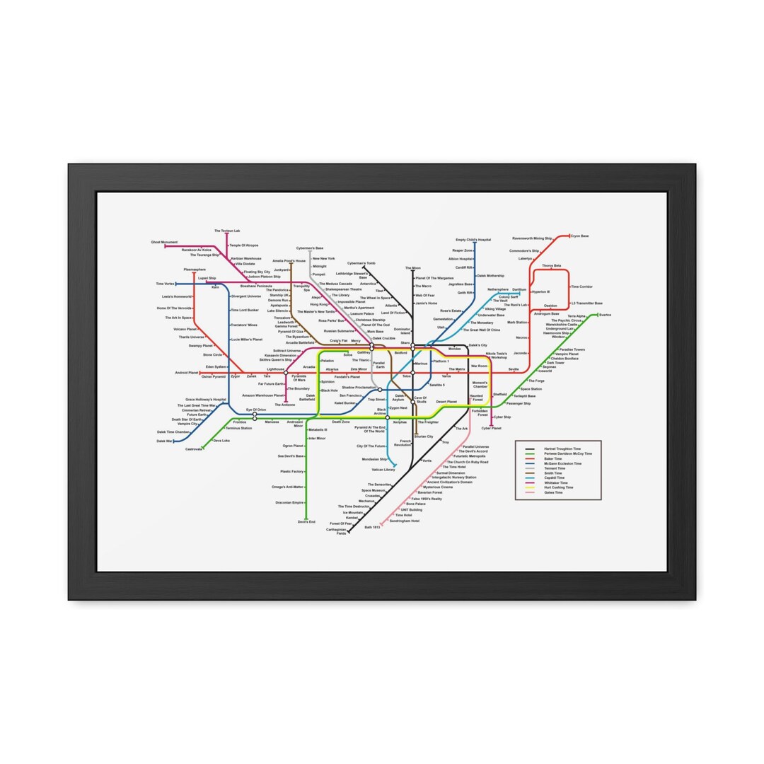 Doctor Who Tube Map Framed Posters, Wall Art, Home Decor, Whovian Gift ...