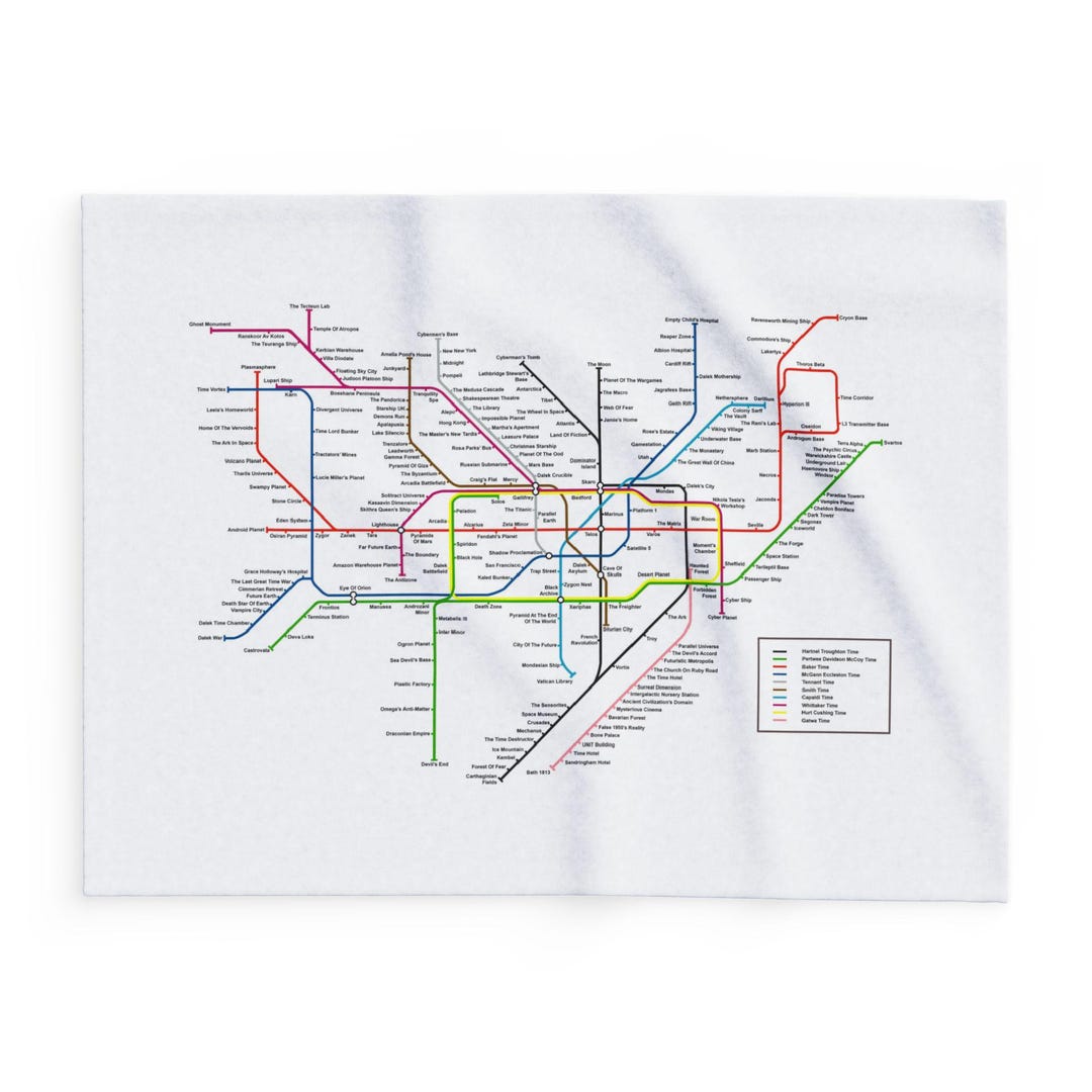 Doctor Who Tube Map, Cozy Arctic Fleece Blanket, Perfect for Home Decor ...