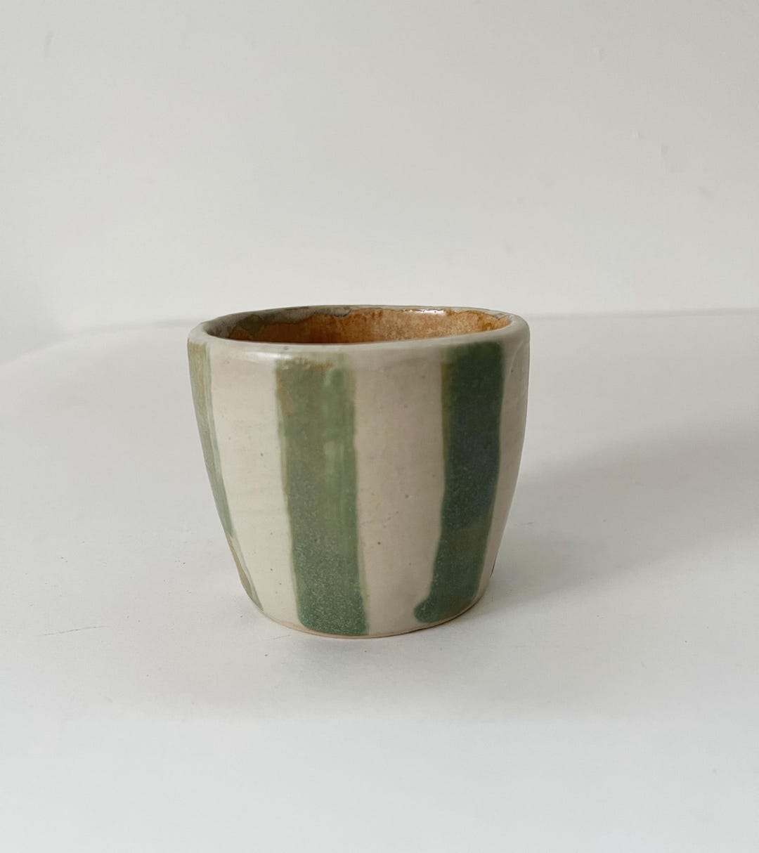 Ceramic Coffee Cup Expresso Cup Striped Cup Handmade Coffee Cup Green ...