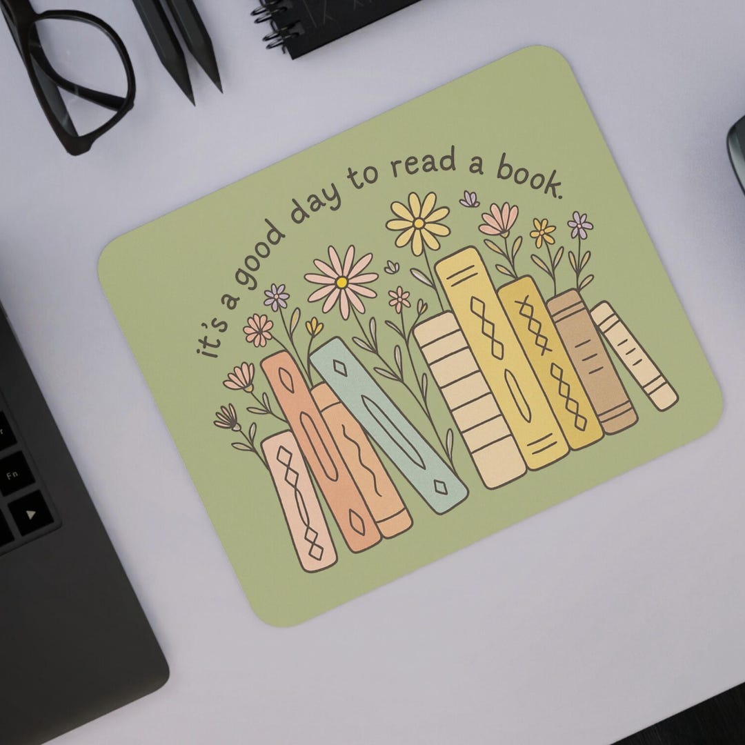 Pastel Book Lover Mouse Pad, Its a Good Day to Read a Book, Desk Mat ...