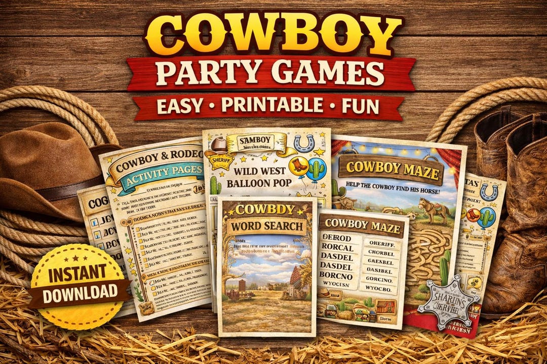 Cowboy Rodeo Birthday Activity Bundle, Western Party Games Printable ...
