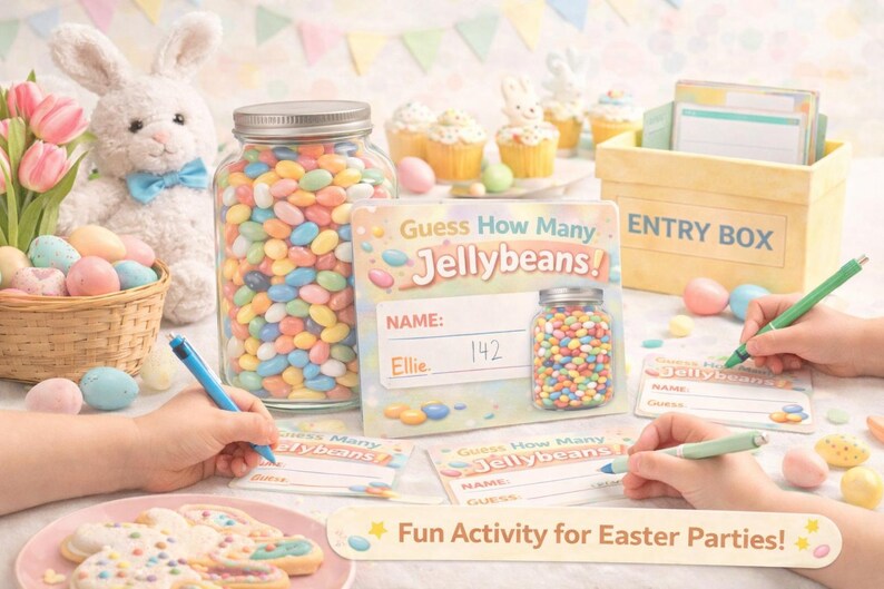 Guess How Many Jellybeans Game Printable, Candy Jar Guessing Game ...