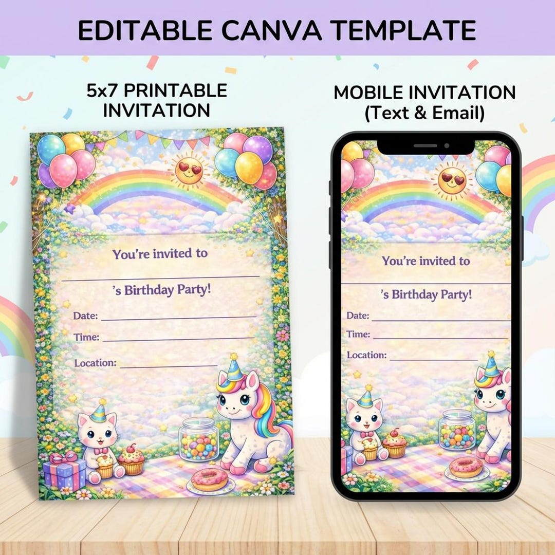 Editable Birthday Invitation Digital Product | Personalized Kids Party ...
