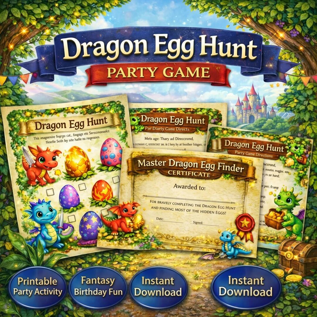 Dragon Egg Hunt Printable Party Game | Fantasy Birthday Activity for ...