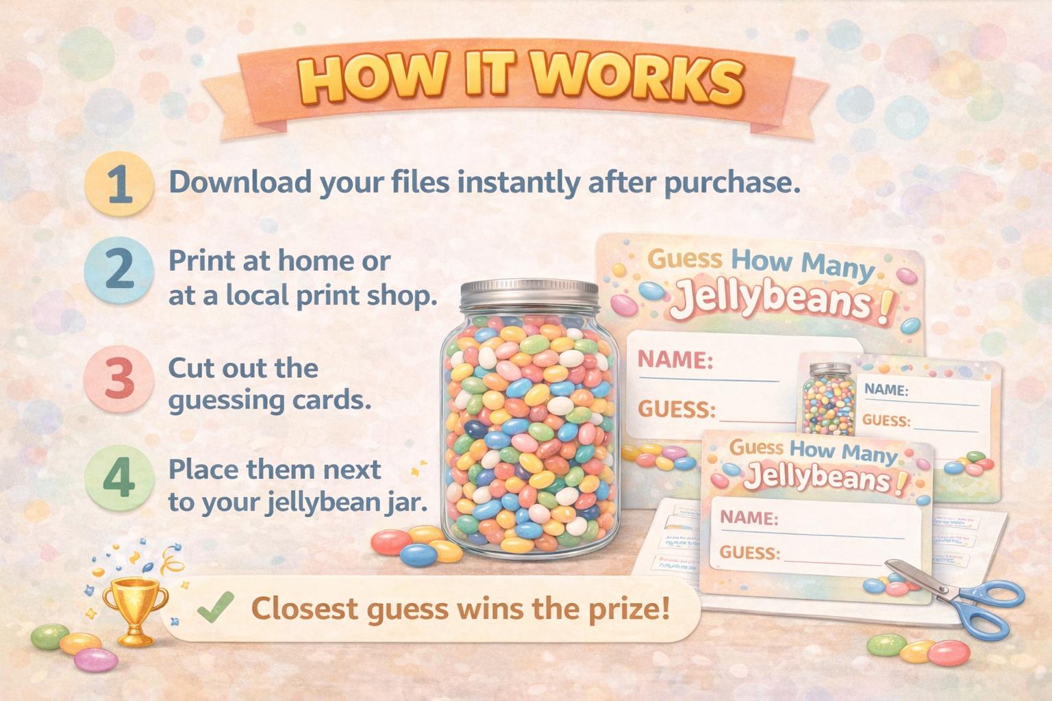 Guess How Many Jellybeans Game Printable, Candy Jar Guessing Game ...