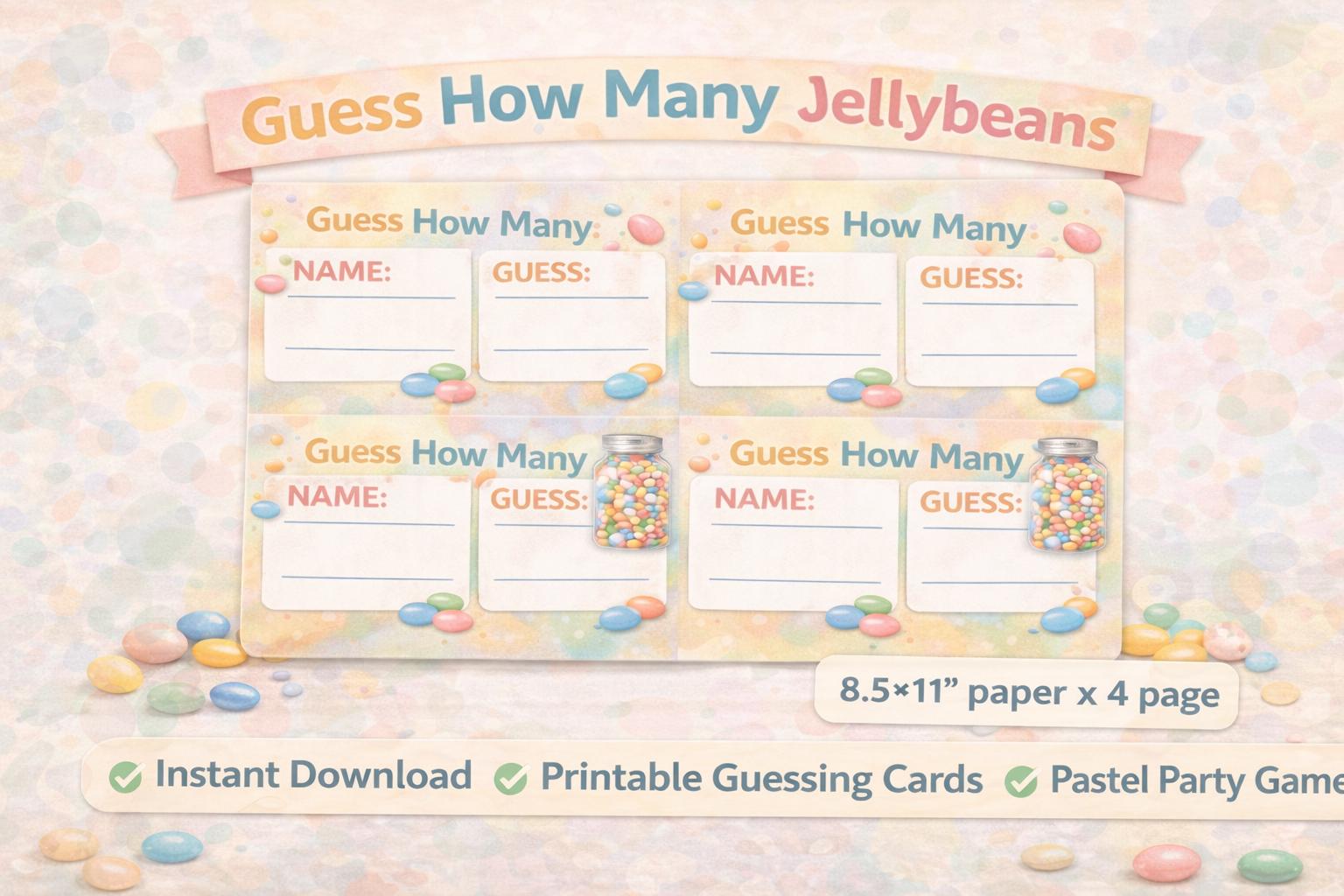 Guess How Many Jellybeans Game Printable, Candy Jar Guessing Game ...