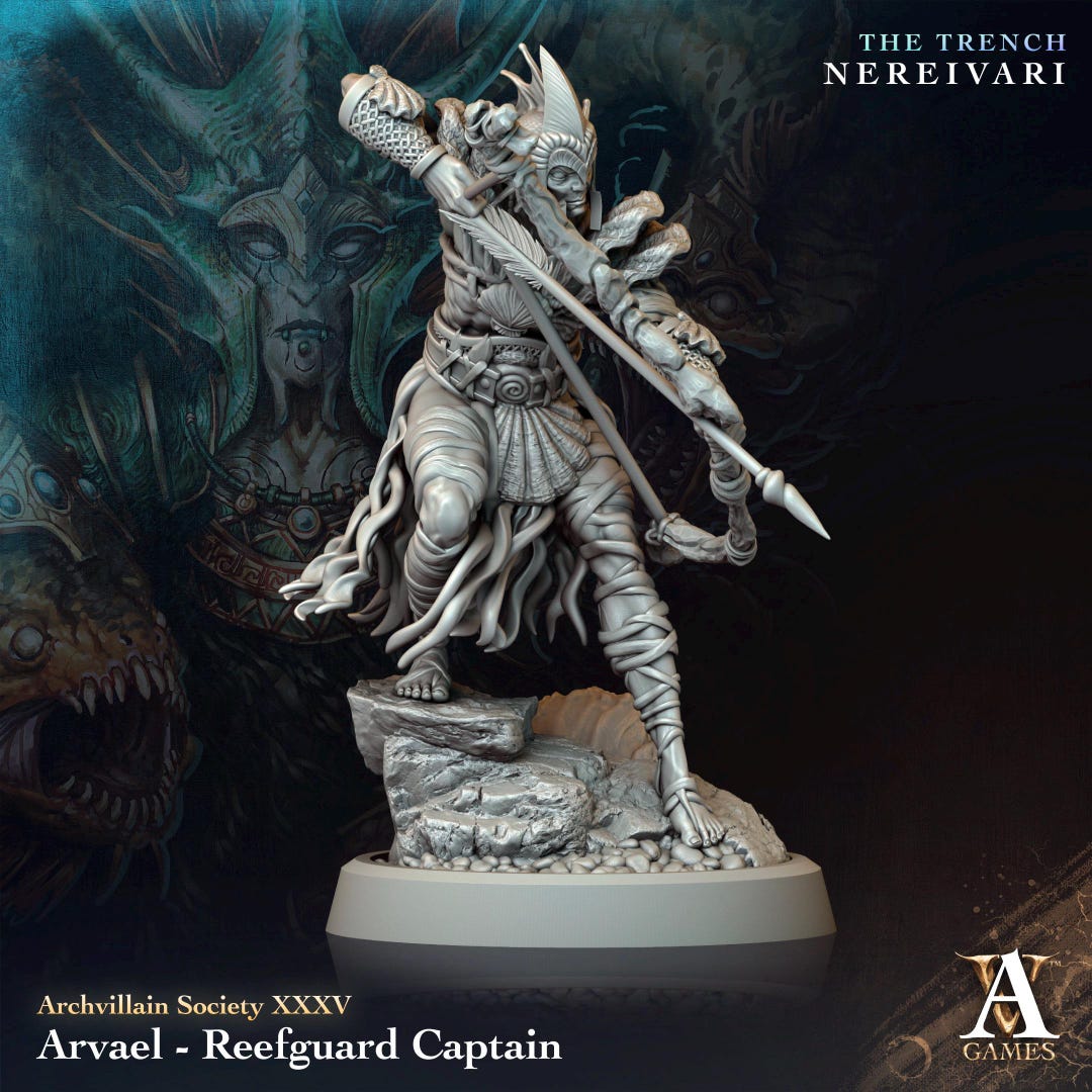 Archvillain Games Miniature Arvael - Reefguard Captain Human Ranger ...