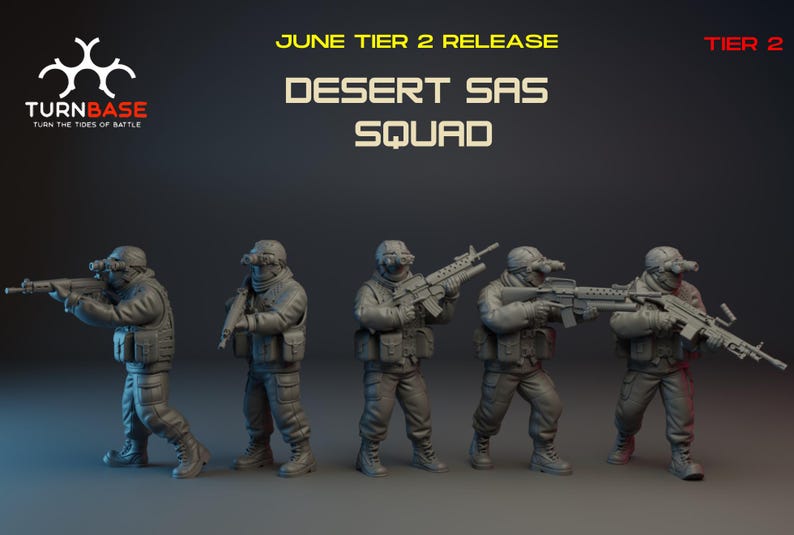 Turnbase Modern Miniature, British Desert SAS Squad Team, 5 Minis, 15mm ...