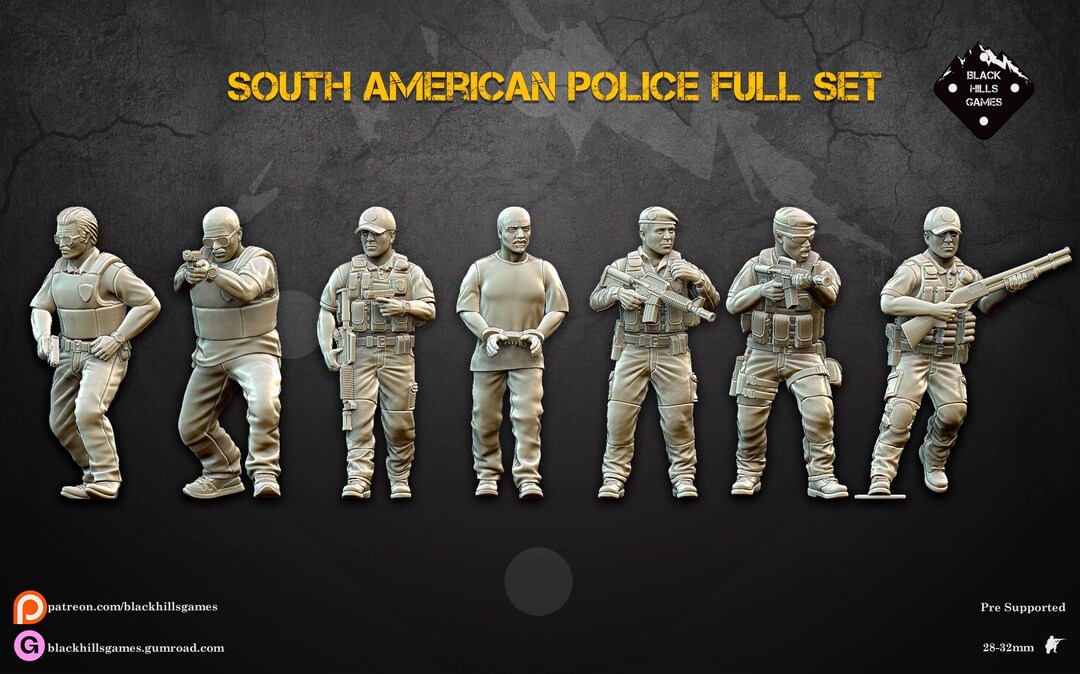 Black Hills Games, South American Police Full Set, Modern Miniatures ...