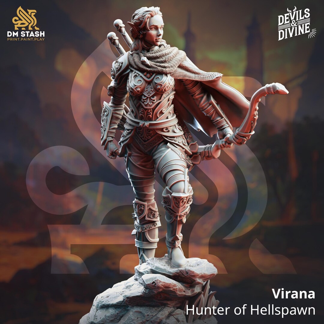 DM Stash Miniatures Elf Hellspawn Hunter Ranger - Virana, Dnd, D&D ...