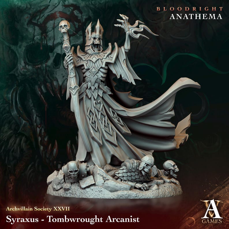Archvillain Games Miniature Syraxus - Tombwrought Arcanist Undead Lich ...